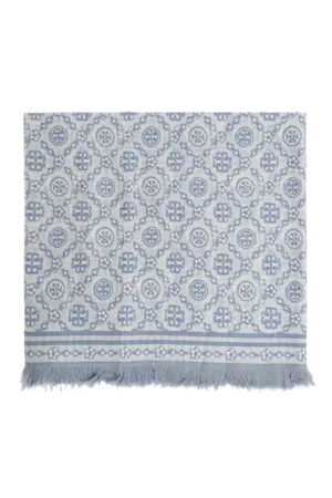 Tory Burch Scarf With Raw Edge Finish - Blue
