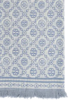 Tory Burch Scarf With Raw Edge Finish - Blue