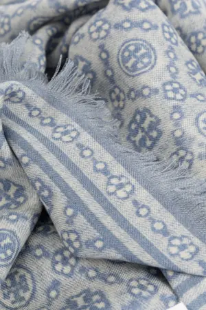 Tory Burch Scarf With Raw Edge Finish - Blue