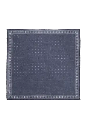 Eleventy Patterned Pocket Square - Navy Blue