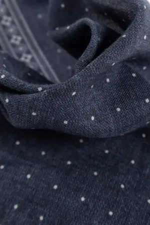Eleventy Patterned Pocket Square - Navy Blue
