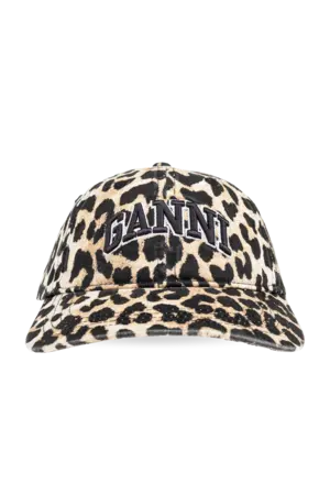 GANNI Leopard Patterned Baseball Cap - Beige