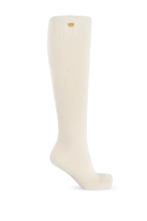 GANNI Wool Knee-high Socks - Cream