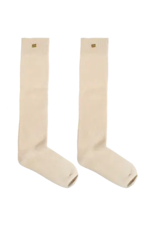 GANNI Wool Knee-high Socks - Cream
