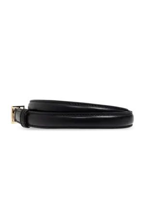 ANINE BING Leather Belt With Monogram Buckle - Black