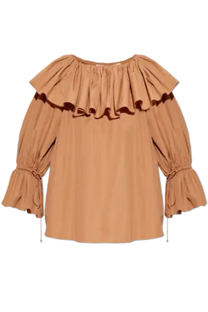 Chloé Loose-fit Top With Ruffle - Brown