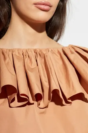Chloé Loose-fit Top With Ruffle - Brown