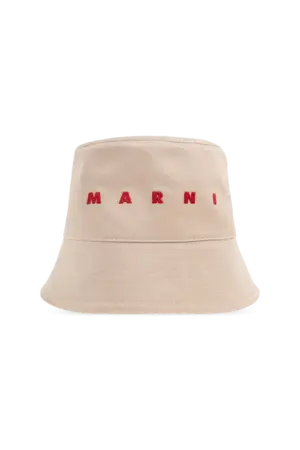 Marni Hat With Embroidered Logo - Beige