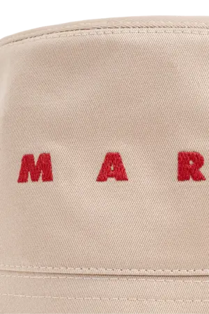 Marni Hat With Embroidered Logo - Beige