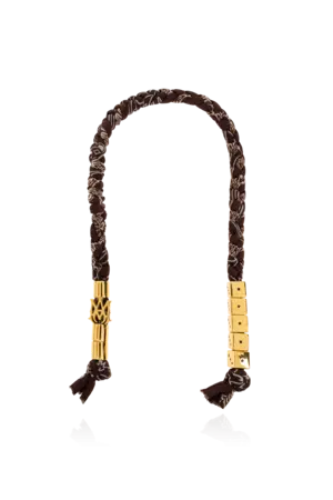 Amiri Patterned Keychain With Metal Detail - Brown