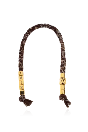 Amiri Patterned Keychain With Metal Detail - Brown