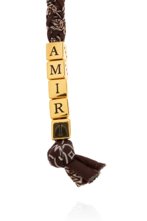 Amiri Patterned Keychain With Metal Detail - Brown