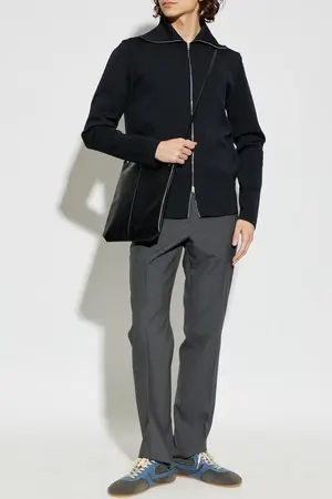 JIL SANDER Sweatshirt With Wide Turtleneck And Zip - Black