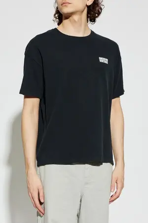 American Vintage T-shirt With Printed Logo - Black