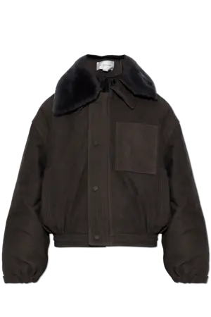 Victoria Beckham Suede Jacket With Fur Collar - Brown