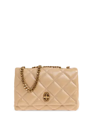 Marc Jacobs Leather Shoulder Bag With Logo - Beige