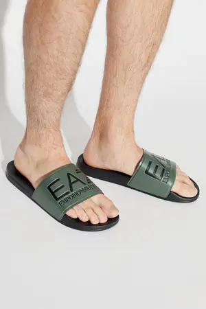 EA7 Rubber Slides With Logo - Green