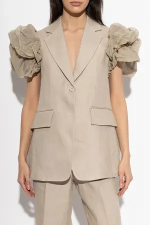 Max Mara Linen Waistcoat With Tulle Sleeves