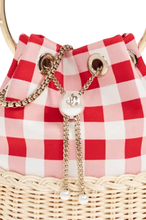JIMMY CHOO Bon Bon” Handheld Bucket Bag - Red