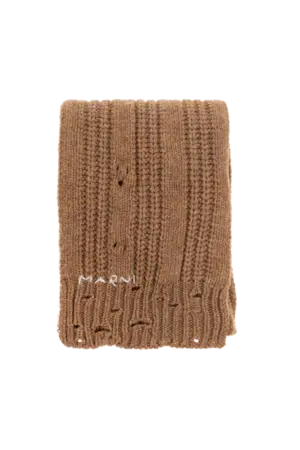 Marni Scarf With Logo - Brown