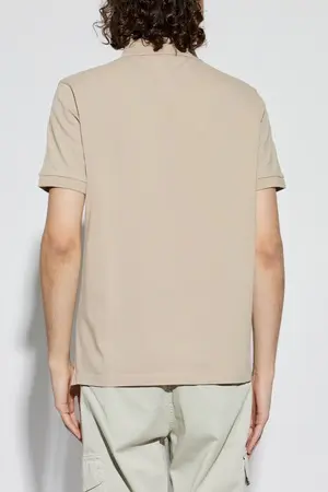 Stone Island Polo Shirt With Logo Patch - Beige