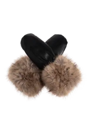 STAND STUDIO Jane Leather Mittens - Black