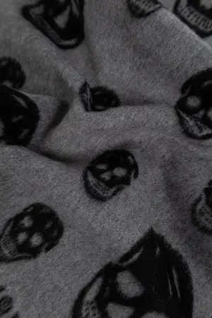 Alexander McQueen Scarf With Skull Motif - Grey