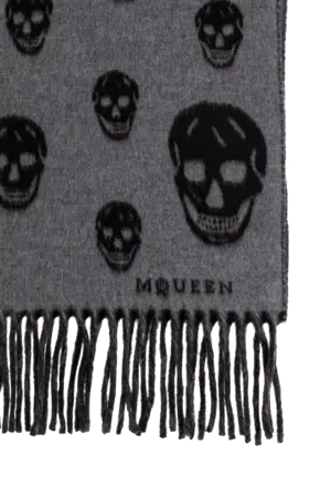 Alexander McQueen Scarf With Skull Motif - Grey