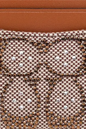 COACH Card Case With Shimmering Crystals - Brown