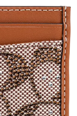 COACH Card Case With Shimmering Crystals - Brown