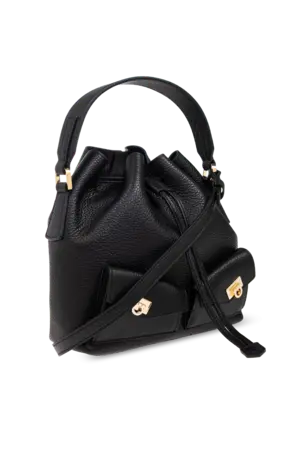 FERRAGAMO Leather Bucket Shoulder Bag - Black