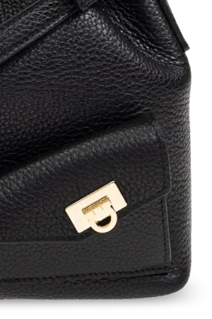 FERRAGAMO Leather Bucket Shoulder Bag - Black