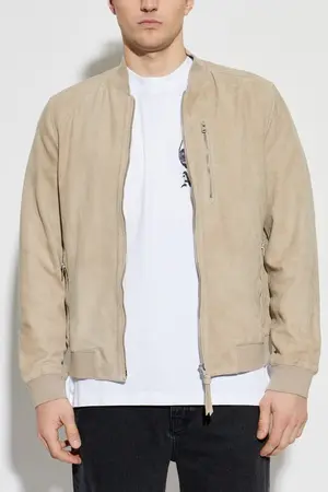 ALLSAINTS Kemble Suede Bomber Jacket - Beige