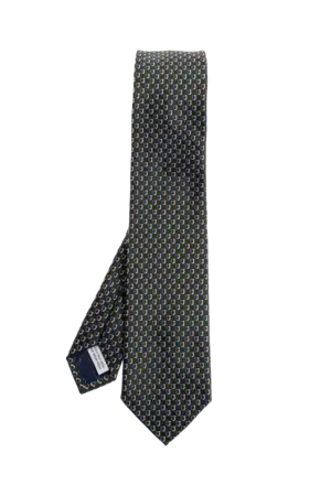FERRAGAMO Printed Silk Neck Tie - Green