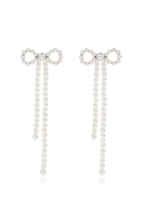 SELF-PORTRAIT Earrings With Glass Pearls - Silver