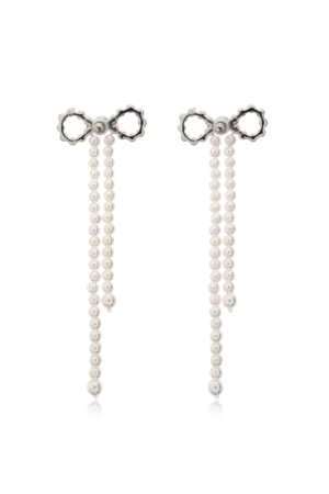 SELF-PORTRAIT Earrings With Glass Pearls - Silver
