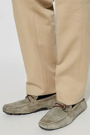 FERRAGAMO Front Suede Loafers - Grey