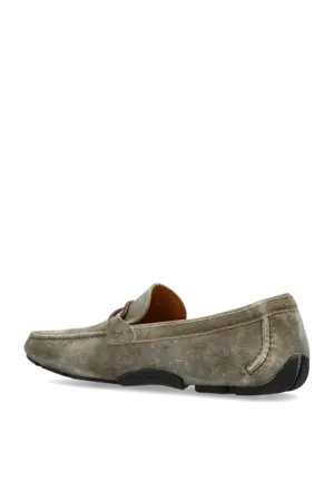 FERRAGAMO Front Suede Loafers - Grey