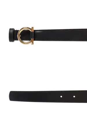 FERRAGAMO Leather Belt With Gold-tone Buckle