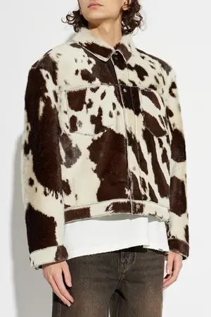 REPRESENT Animal Print Leather Trucker Jacket