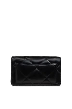 Tory Burch Kira Quilted Leather Wallet On Strap With Heart Charm - Black