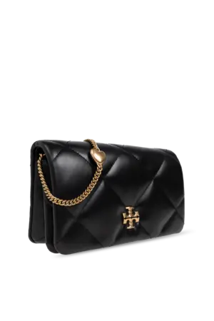 Tory Burch Kira Quilted Leather Wallet On Strap With Heart Charm - Black