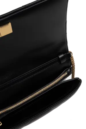 Tory Burch Kira Quilted Leather Wallet On Strap With Heart Charm - Black