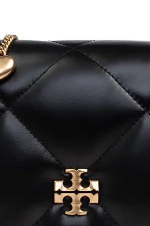 Tory Burch Kira Quilted Leather Wallet On Strap With Heart Charm - Black