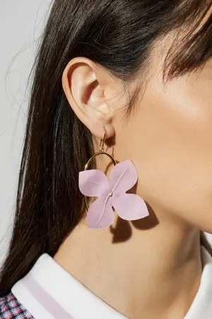 Marni Floral Motif Hoop Earrings - Pink