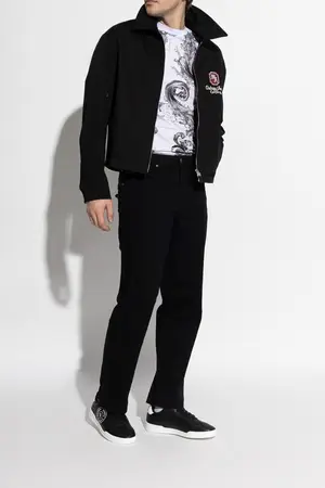 Versace Logo Printed Sneakers - Black