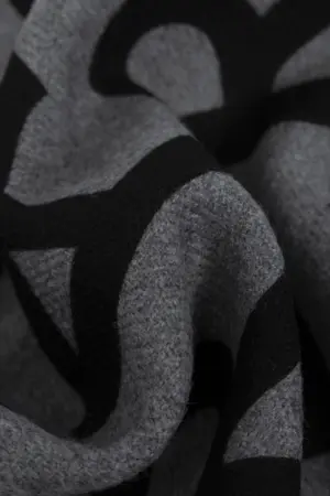 FERRAGAMO Wool Scarf With Monogram - Grey