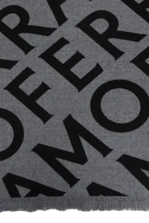 FERRAGAMO Wool Scarf With Monogram - Grey