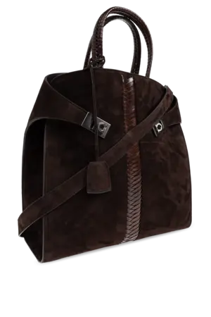FERRAGAMO Suede 'hug' Top Handle Bag