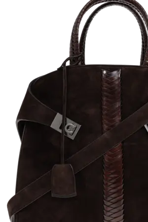 FERRAGAMO Suede 'hug' Top Handle Bag